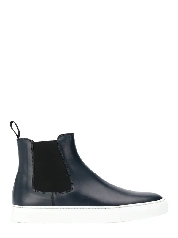SCAROSSO Leather Slip-on Boots - Blue