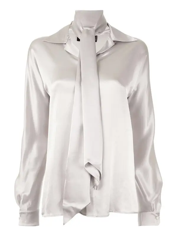 Dsquared2 Silk Pussy Bow Shirt - Grey