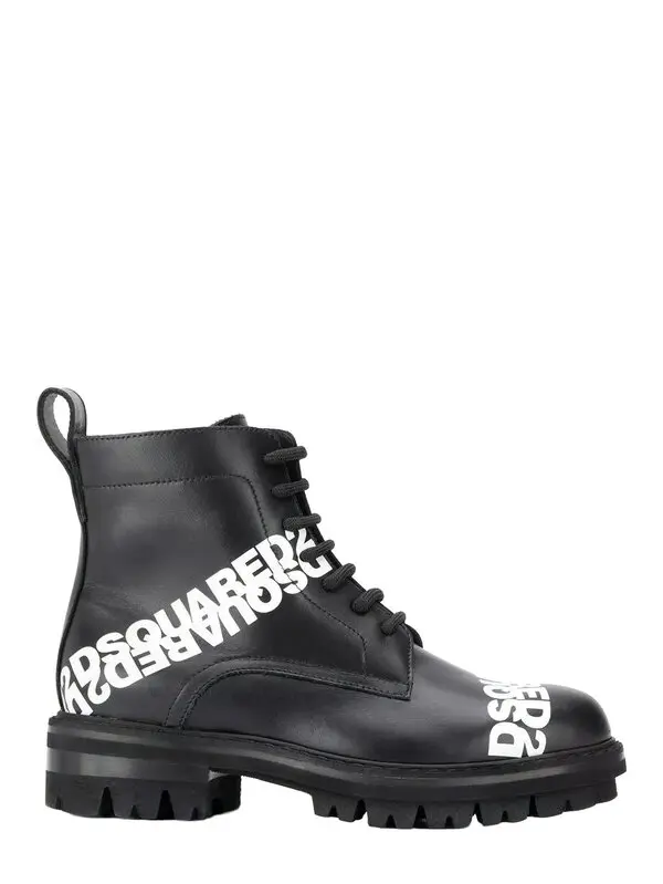Dsquared2 Logo Print Lace-up Boots - Black