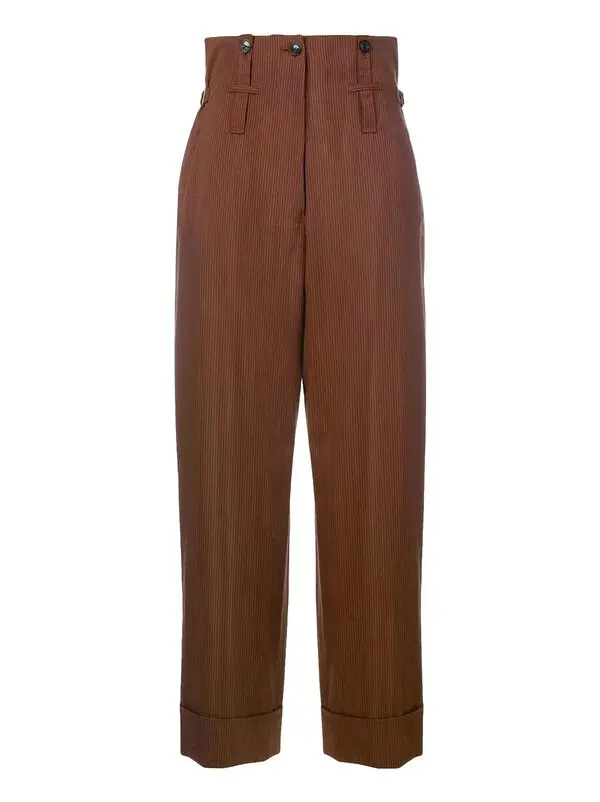 JEAN PAUL GAULTIER High-waist Striped Trousers - Brown
