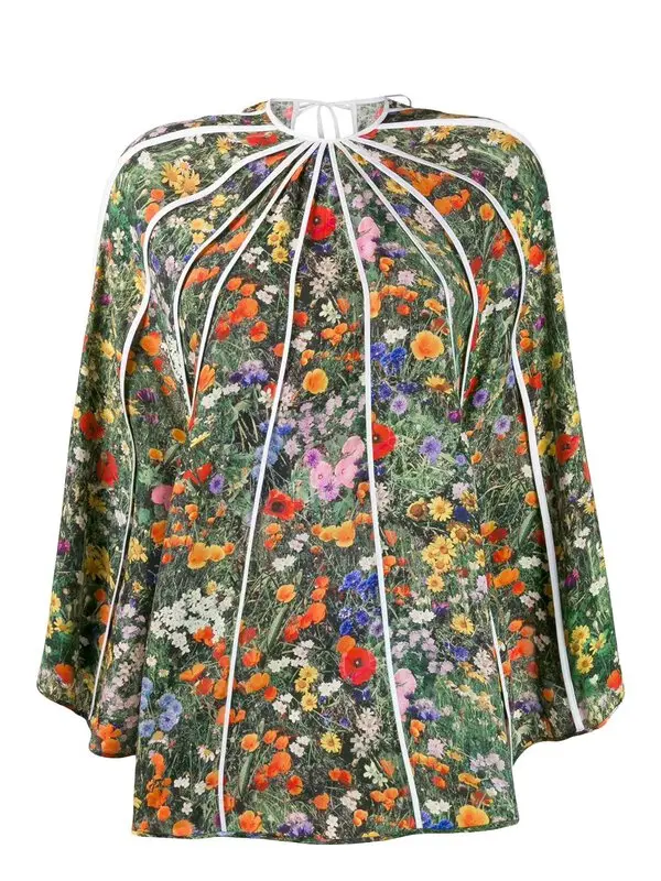 Stella McCartney Asymmetrical Floral Print Blouse - Green