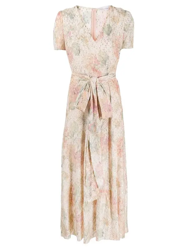 Red Valentino Floral Metallic Long Dress - Pink