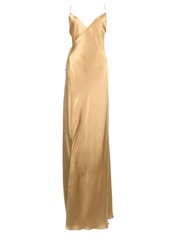 Michelle Mason Strappy Wrap Gown - Gold