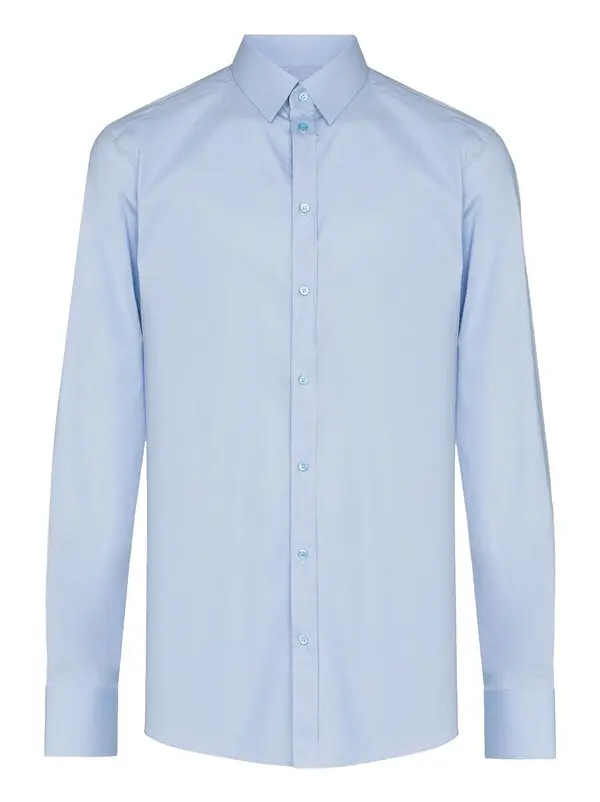 Dolce & Gabbana Gold-fit Stretch-cotton Shirt - Blue