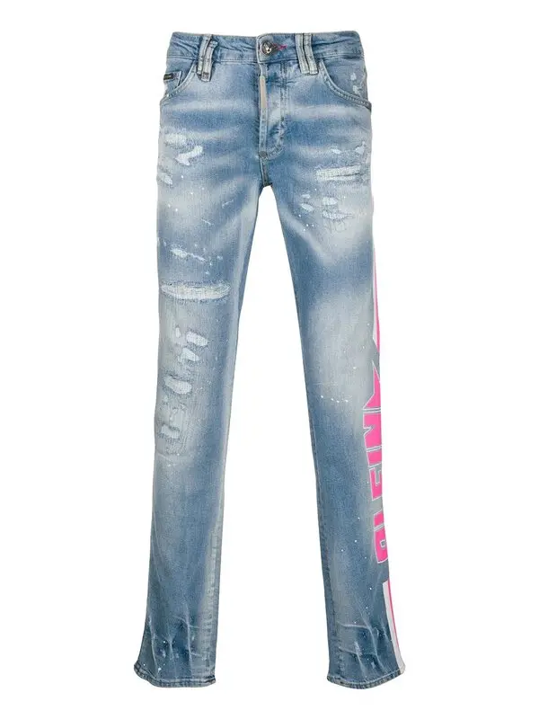 Philipp Plein Super Straight Cut Plein Star Jeans - Blue