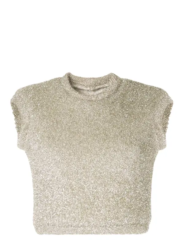 BAMBAH Metallic Knitted Crop Top - Silver