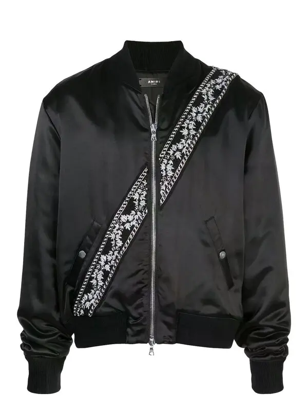 Amiri Contrast Stripe Bomber Jacket - Black