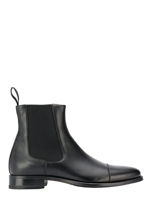 SCAROSSO Leather Ankle Boots - Black