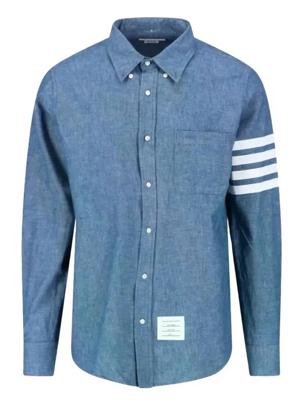 Thom Browne 4-bar Straight-fit Chambray Shirt - Blue