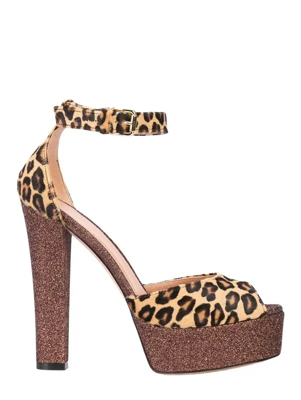 MADISON.MAISON Leopard Print Platform Sandals - Brown