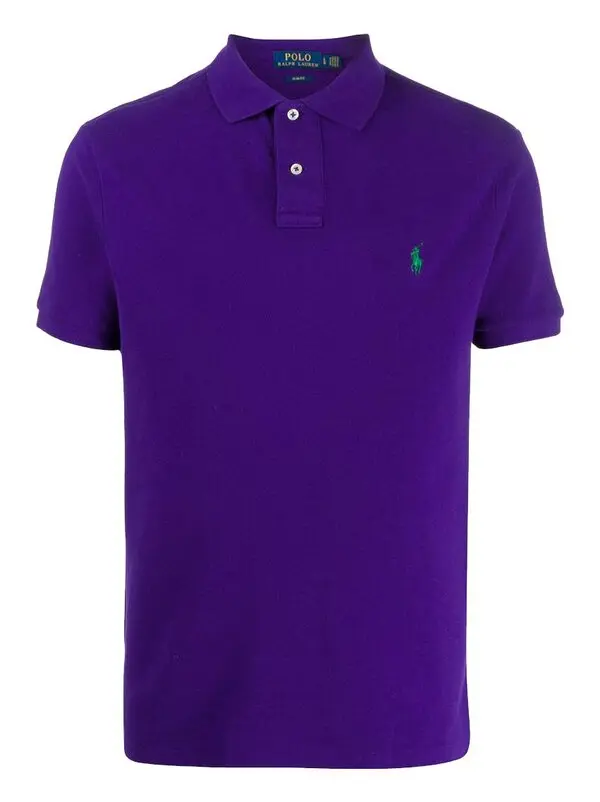 Polo Ralph Lauren Short Sleeve Embroidered Logo Polo Shirt - Purple