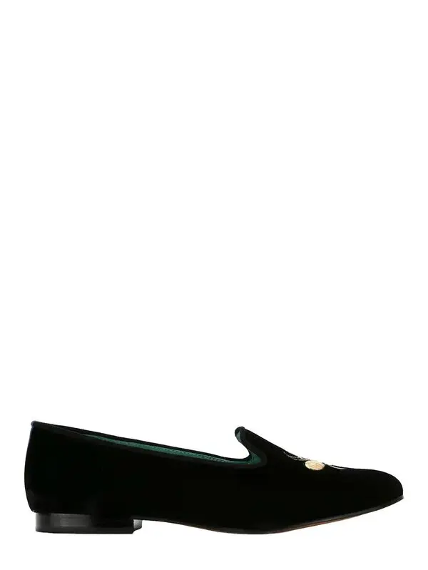 BIRD&CO Blue Bird Shoes Bugs Velvet Loafers - Black