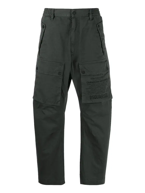 Dsquared2 Cargo Trousers With Printed Logo - Grey