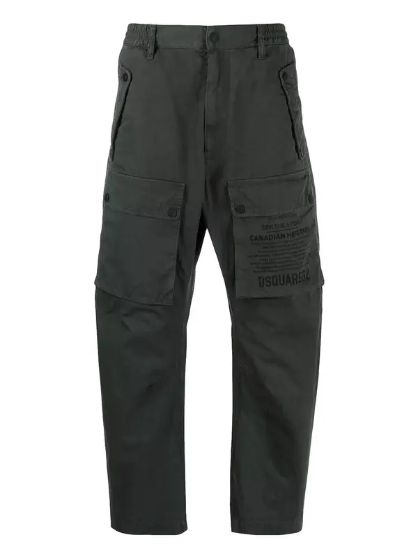 Dsquared2 Cargo Trousers With Printed Logo - Grey