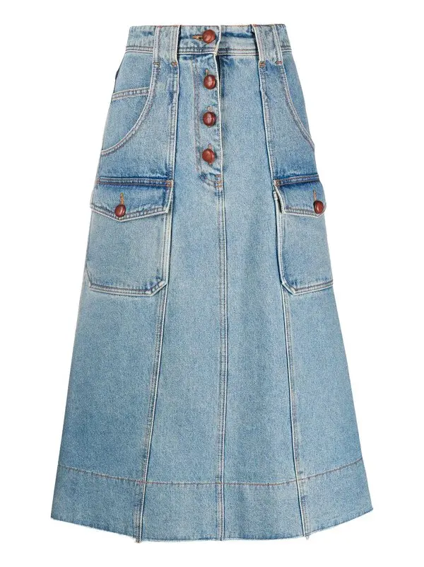 Philosophy Di Lorenzo Serafini A-line Denim Midi Skirt - Blue