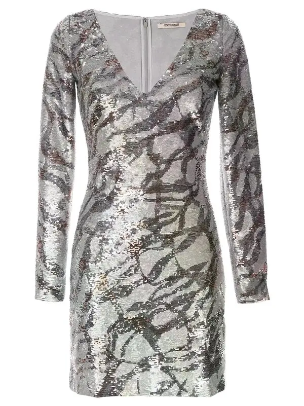 Roberto Cavalli Sequinned Bodycon Mini Dress - Grey