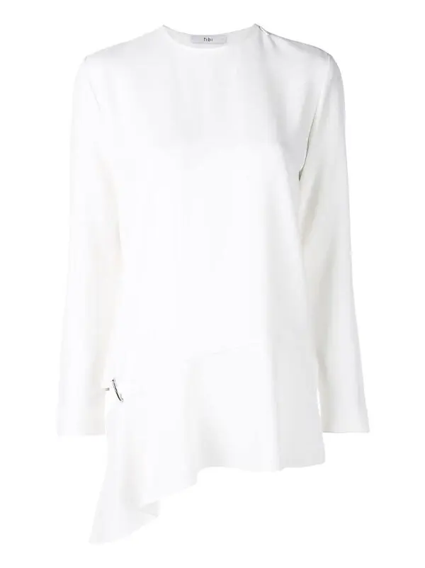 Tibi Long Sleeve Detached Hem Blouse - White