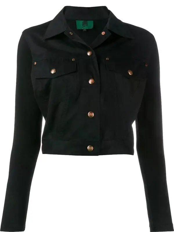 Jean Paul Gaultier Snap Cropped Jacket - Black