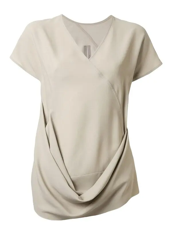 Rick Owens Short Sleeve Draped Blouse - Neutrals