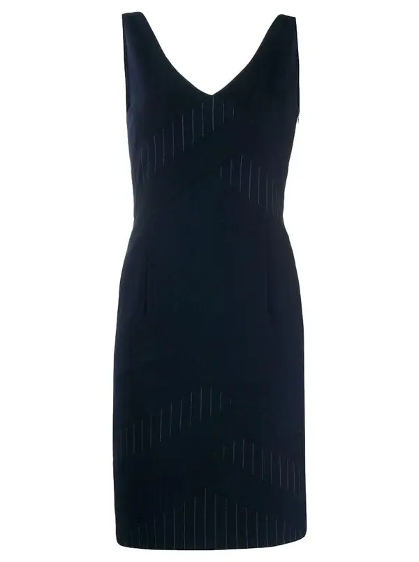Dior 2000s Pinstripe Panel Dress - Blue