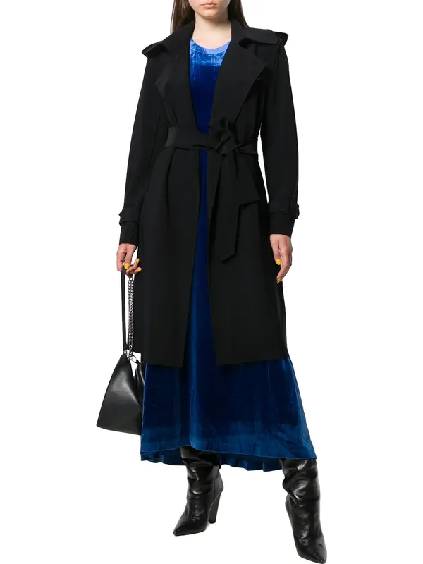 Norma Kamali Belted Trench Coat - Black