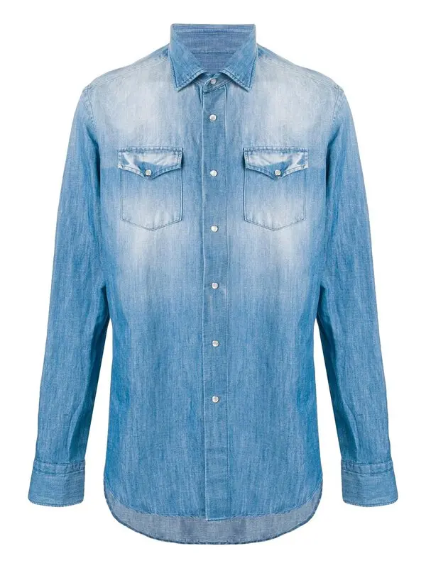 DELL'OGLIO Chest Pockets Denim Shirt - Blue