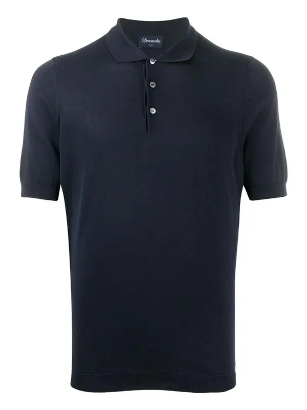 DRUMOHR Plain Short-sleeved Polo Shirt - Blue