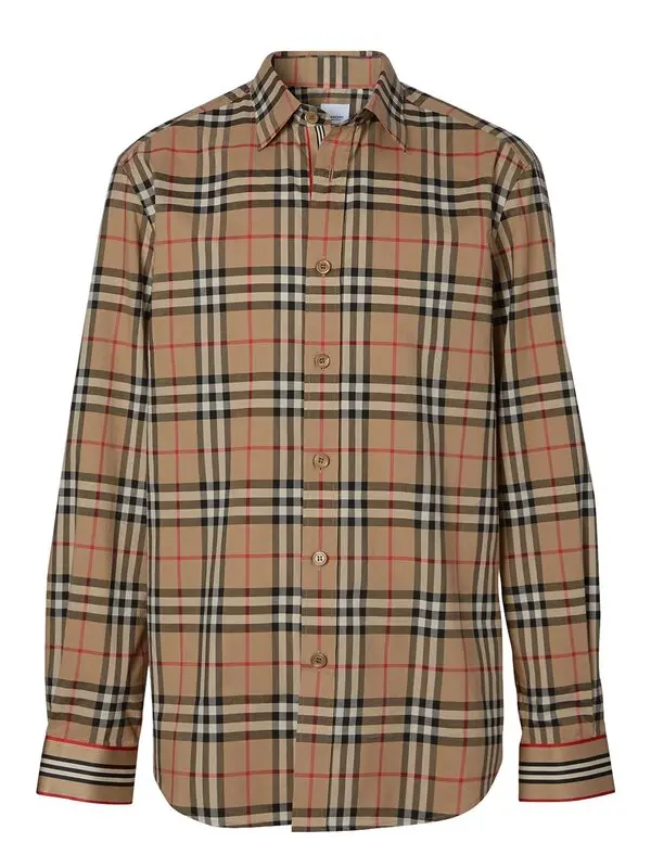 Burberry Icon Stripe Cuff Vintage Check Shirt - Neutrals