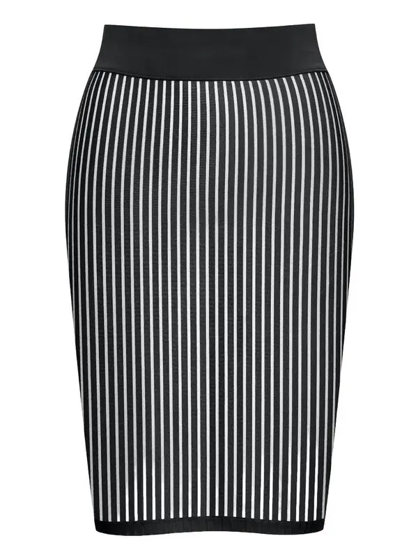 MAISON CLOSE Striped Pencil Midi Skirt - Black