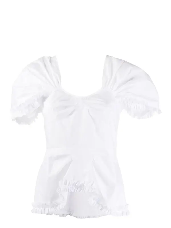 MOLLY GODDARD Ruffle-trim Short-sleeved Blouse - White