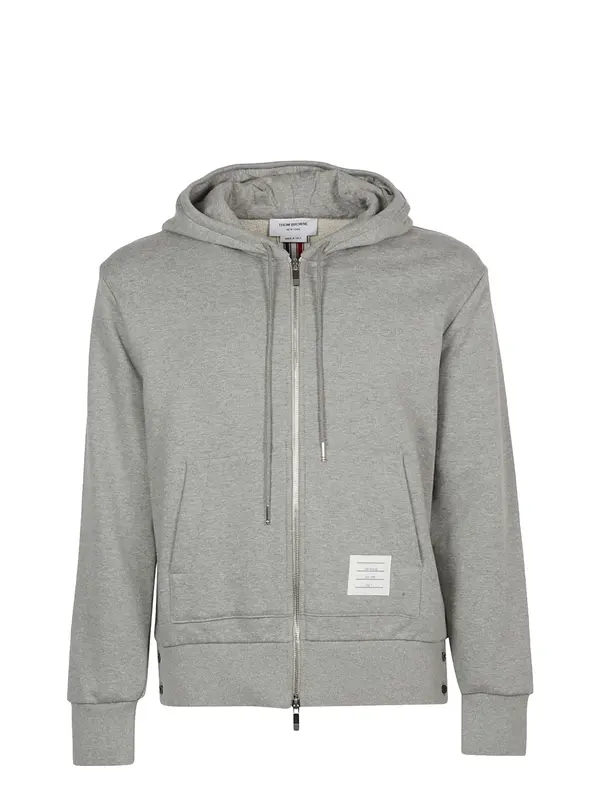 Thom Browne Stripe Zip-up Hoodie - Grey