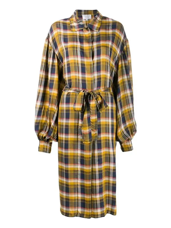 Collina Strada Plaid Collared Shirt Jacket - Yellow