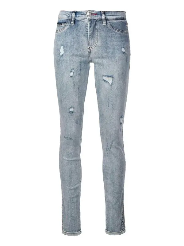 Philipp Plein Distressed Skinny Jeans - Blue
