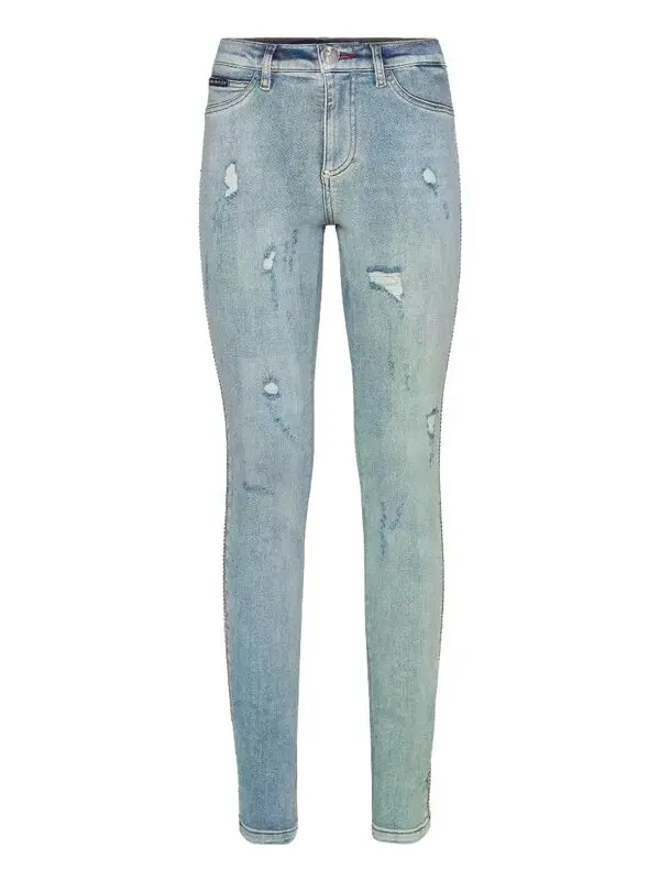 Philipp Plein Distressed Skinny Jeans - Blue