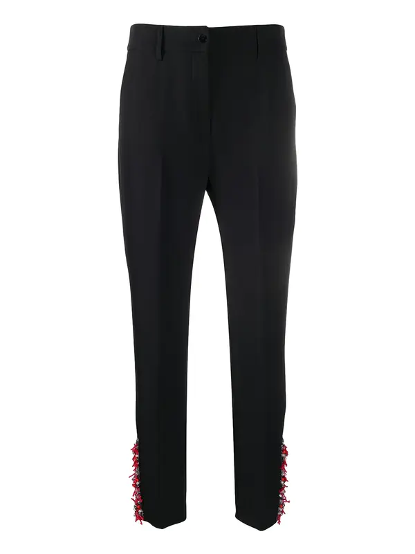 Blumarine High-waisted Embellished Trousers - Black