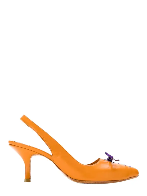 STUDIO CHOFAKIAN Slingback Leather Pumps - Orange