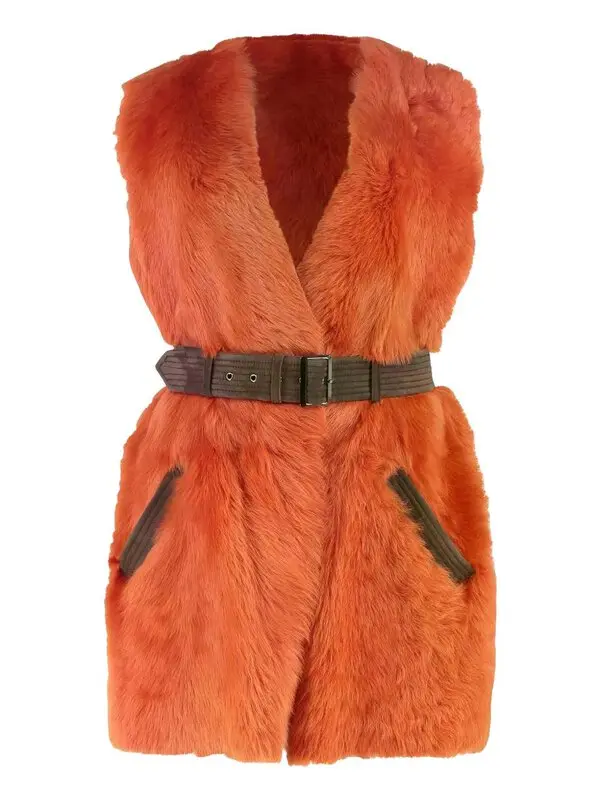 Alberta Ferretti Sleeveless Shearling Gilet - Orange