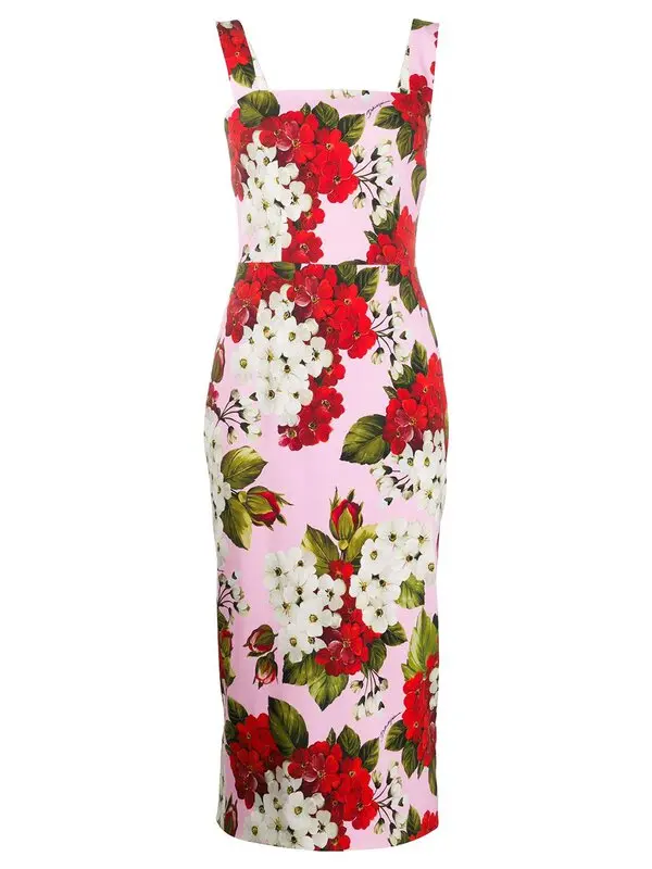 Dolce & Gabbana Floral Print Midi Dress - Pink