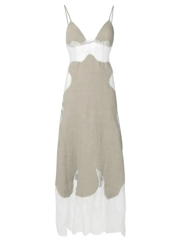 Off-White Panelled Lace Slip Dress - Neutrals