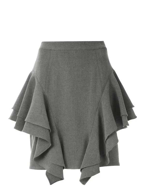 OLYMPIAH Frill Layered Mini Skirt - Grey