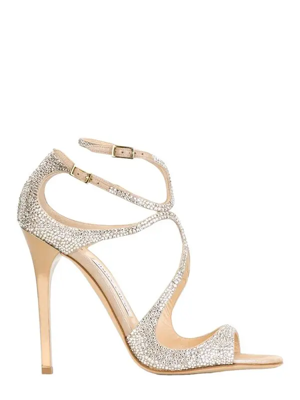JIMMY CHOO Lance Embellished Stiletto Sandals - Neutrals