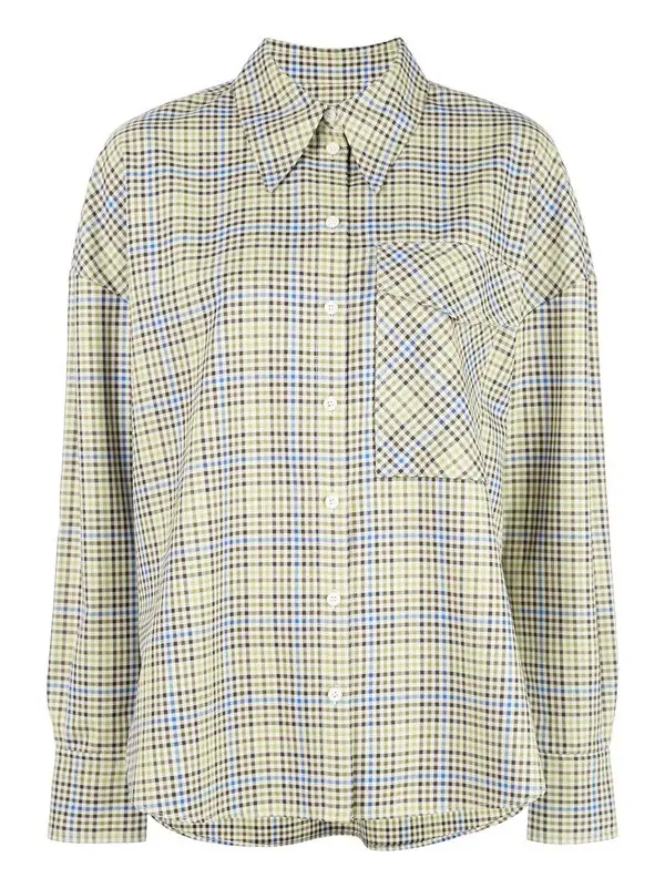 Tibi Checked Pocket Shirt - Green