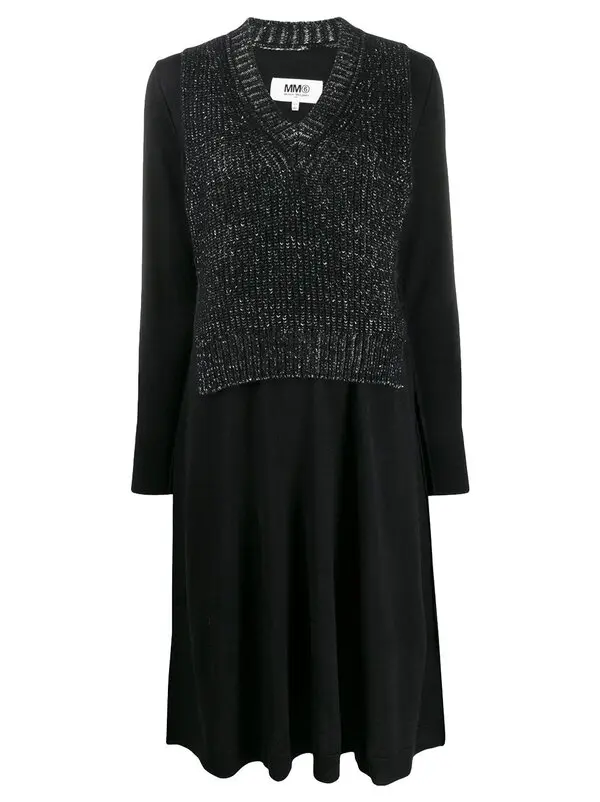 MAISON MARGIELA Spliced Bib Panel Knee-length Dress - Black