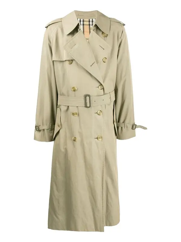 Burberry 1990s Long Trench Coat - Neutrals
