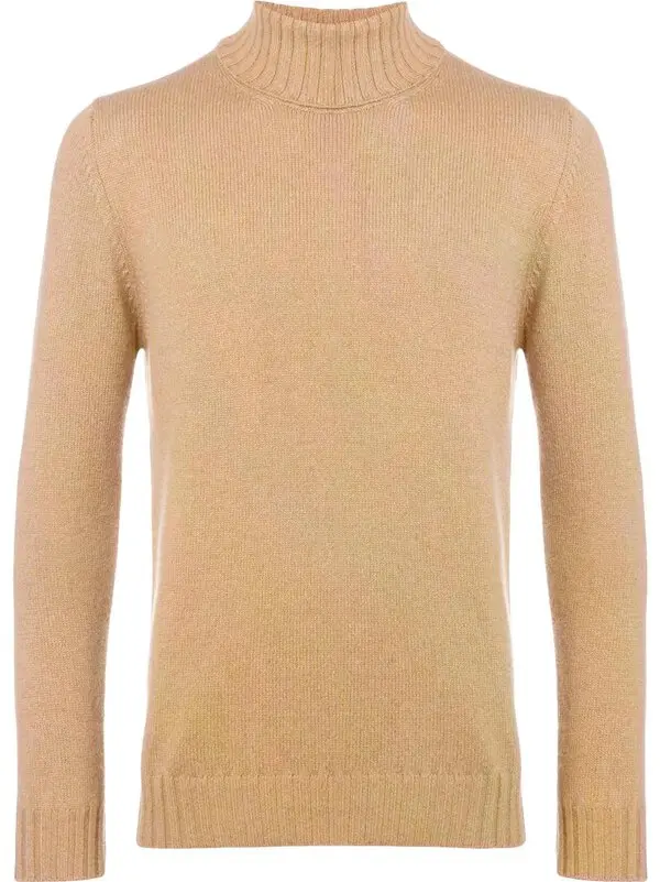 DELL'OGLIO Roll Neck Cashmere Sweater - Brown