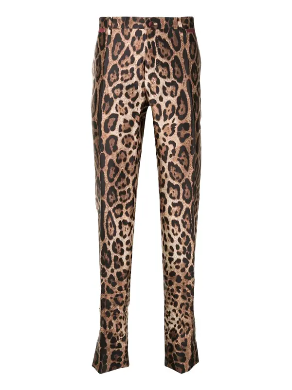 Dolce & Gabbana Leopard-print Trousers - Brown