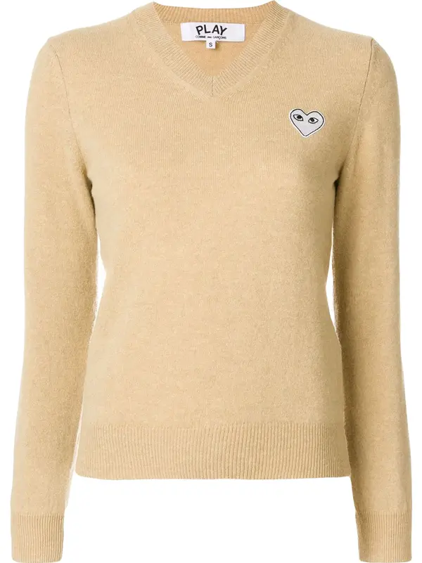 Play Comme Des Garcon V-neck Jumper - Neutrals