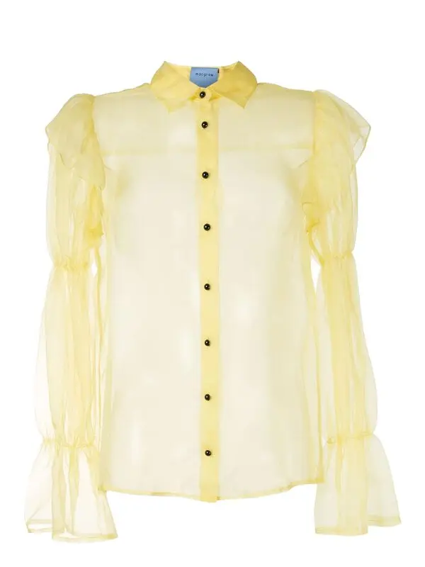 MACGRAW Souffle Sheer Blouse - Yellow