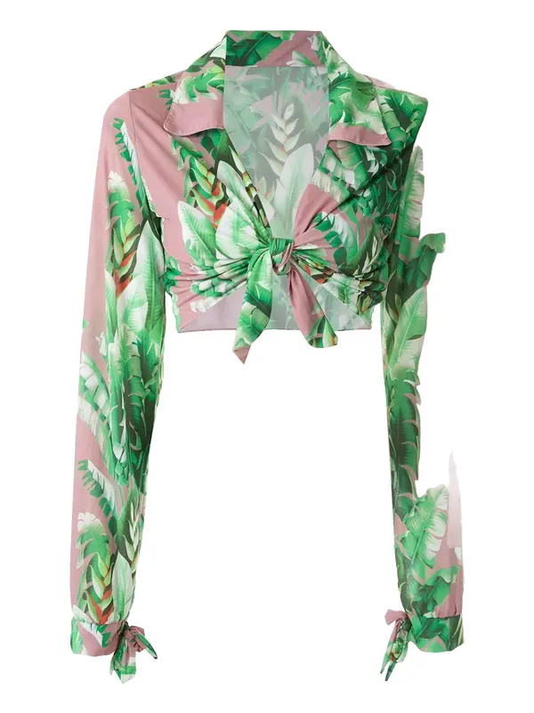 AMIR SLAMA Printed Crop Top - Green