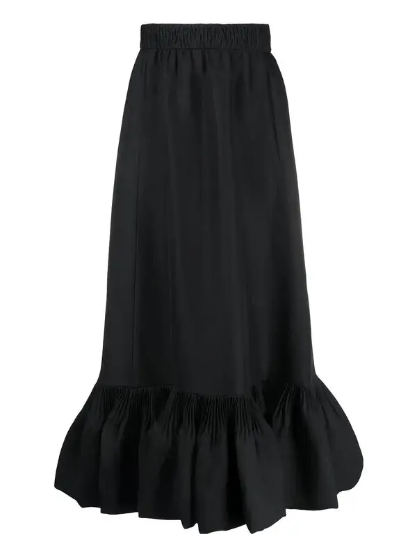 Valentino Garavani Peplum Hem Long Skirt - Black